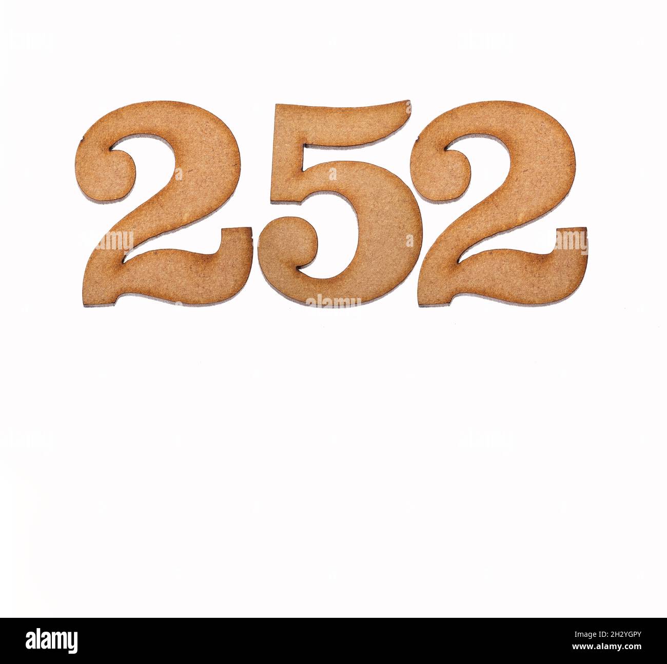 Number 252 in wood, isolated on white background Stock Photo - Alamy
