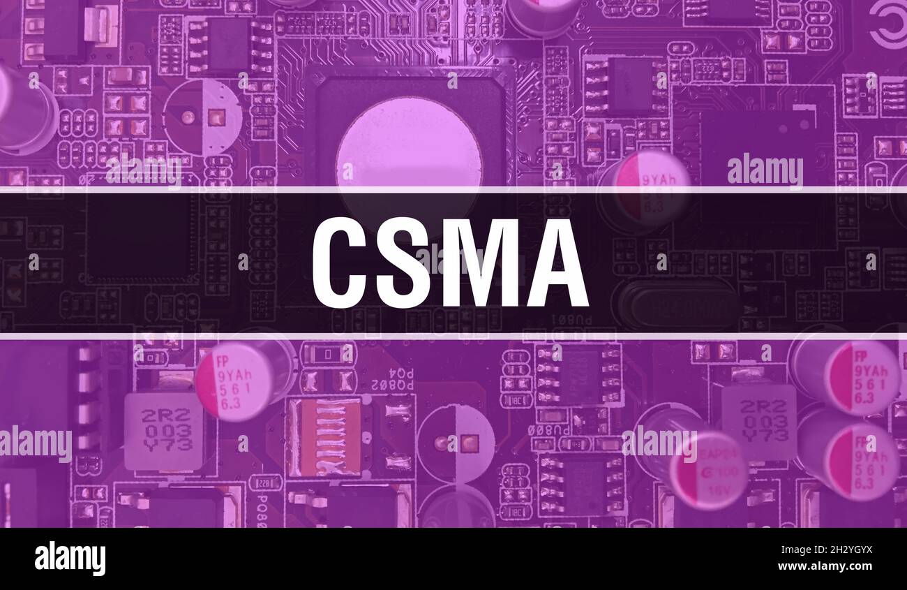 CSMA concept illustration using Computer Chip in Circuit Board. CSMA ...