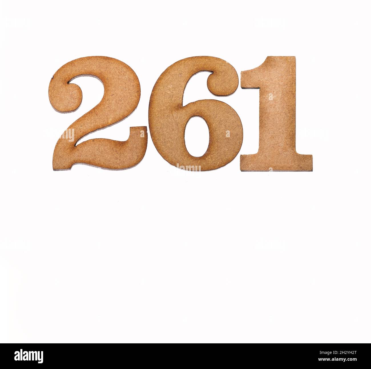Number 261 - Piece of wood isolated on white background Stock Photo - Alamy