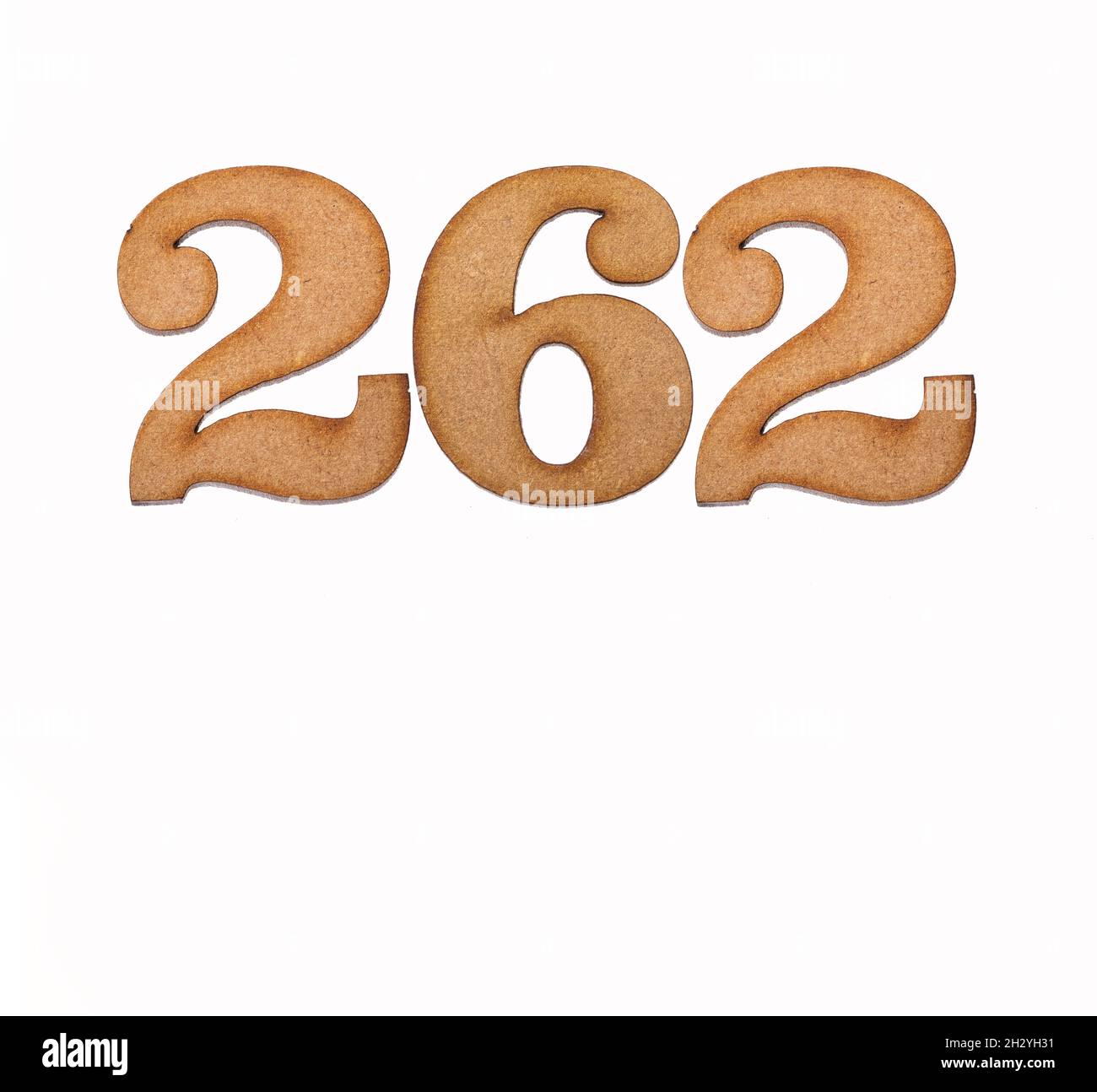 Number 262 in wood, isolated on white background Stock Photo - Alamy