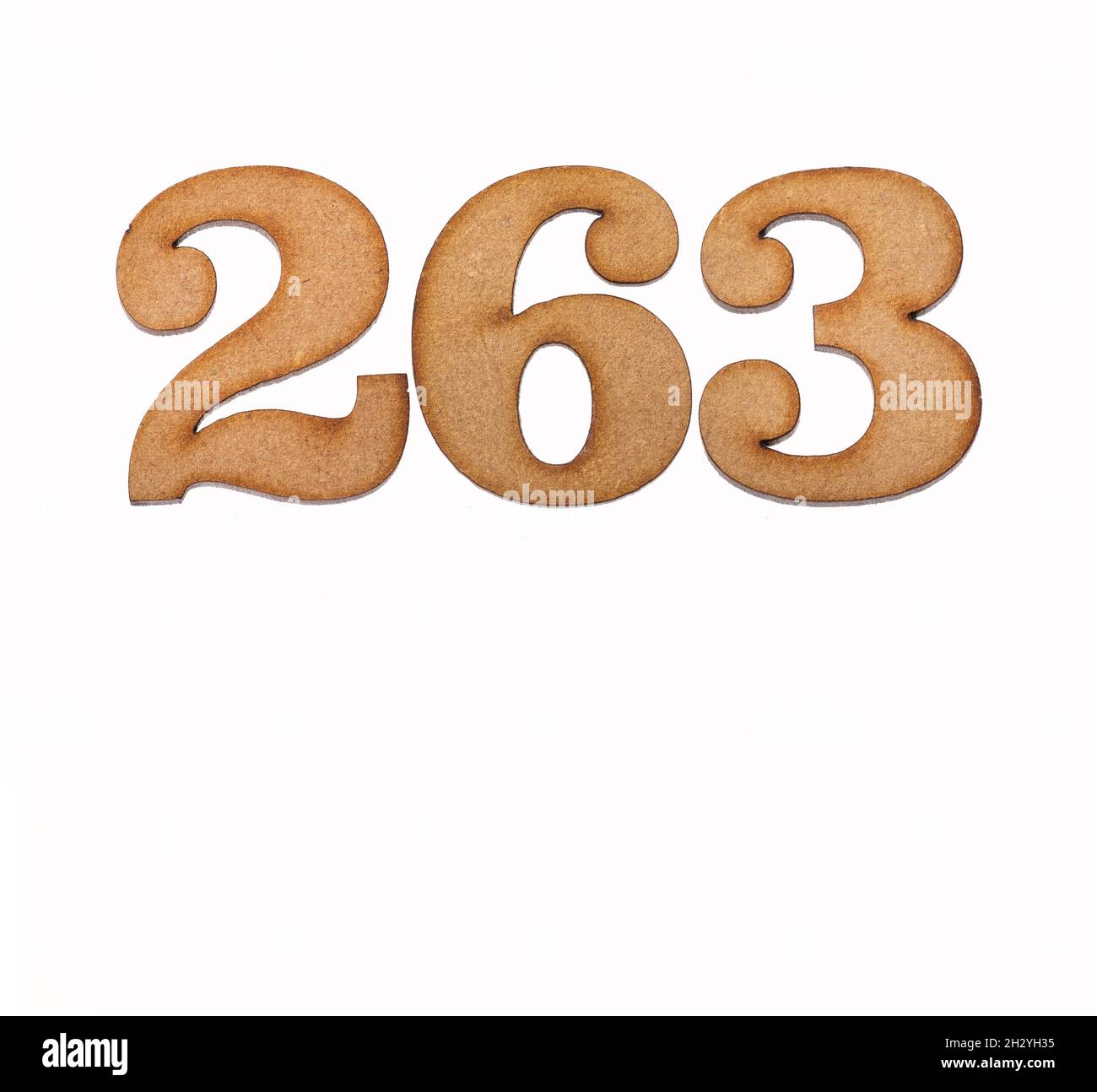 Number 263 - Piece of wood isolated on white background Stock Photo - Alamy