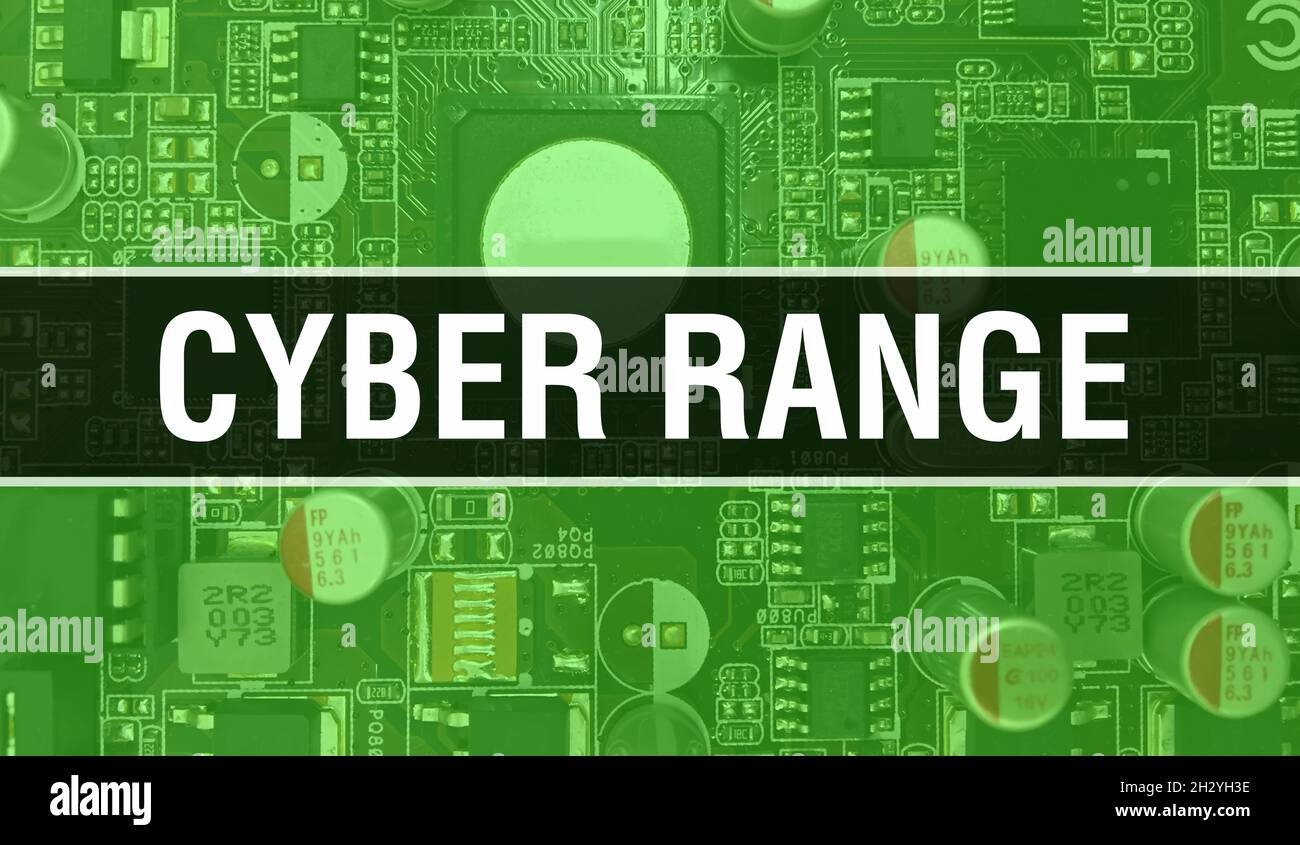 Cyber Range concept illustration using Computer Chip in Circuit Board ...