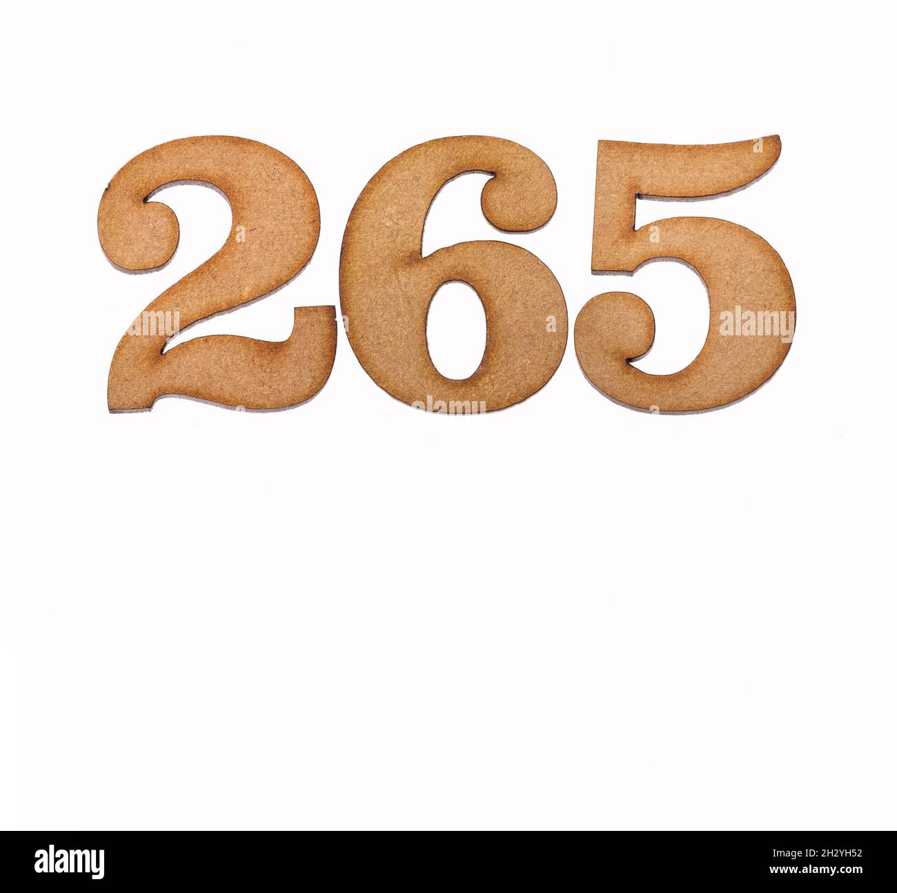 Number 265 - Piece of wood isolated on white background Stock Photo - Alamy