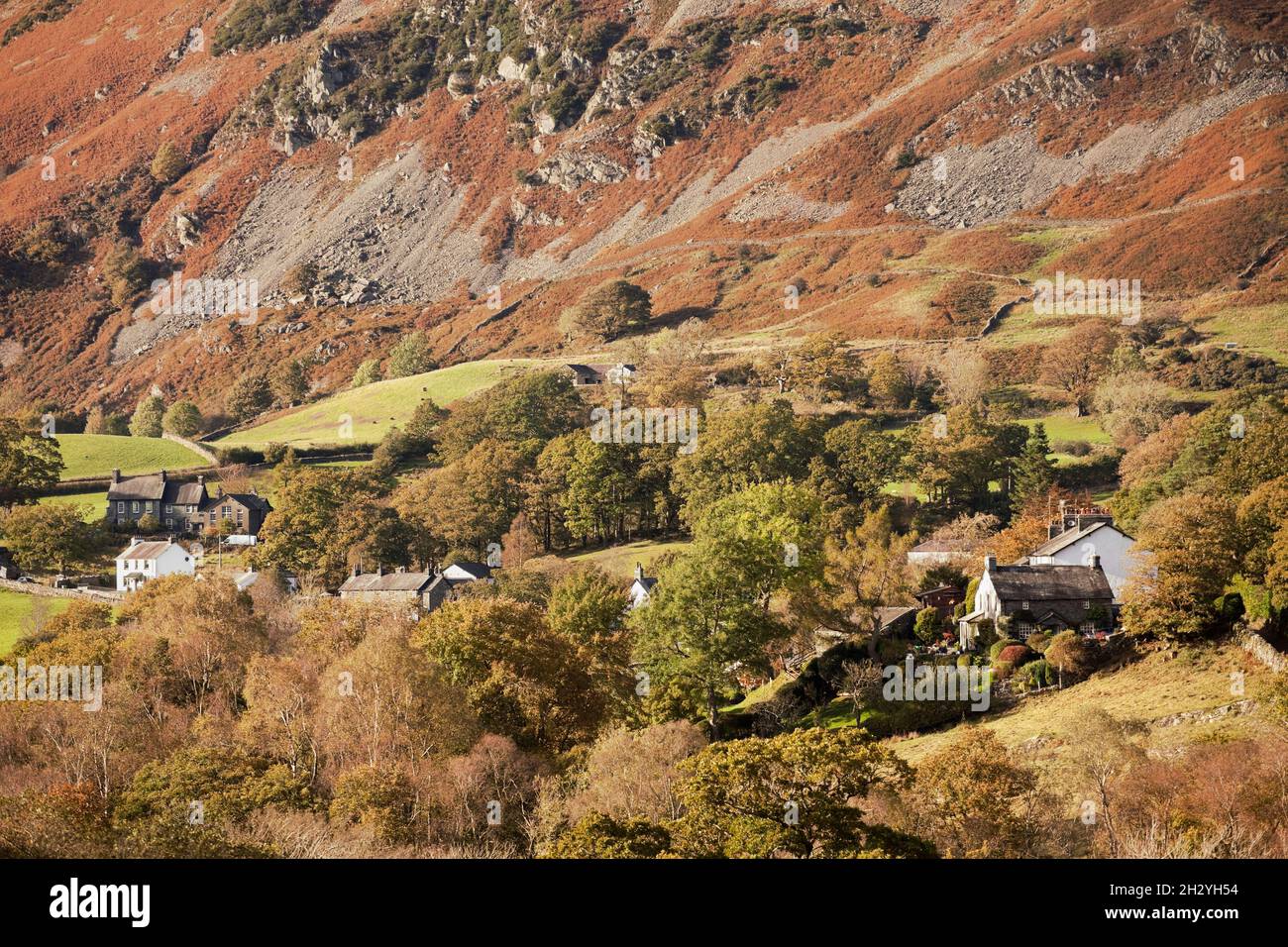 The hamlet of Little Langdale in the Little Langdale valley of the ...