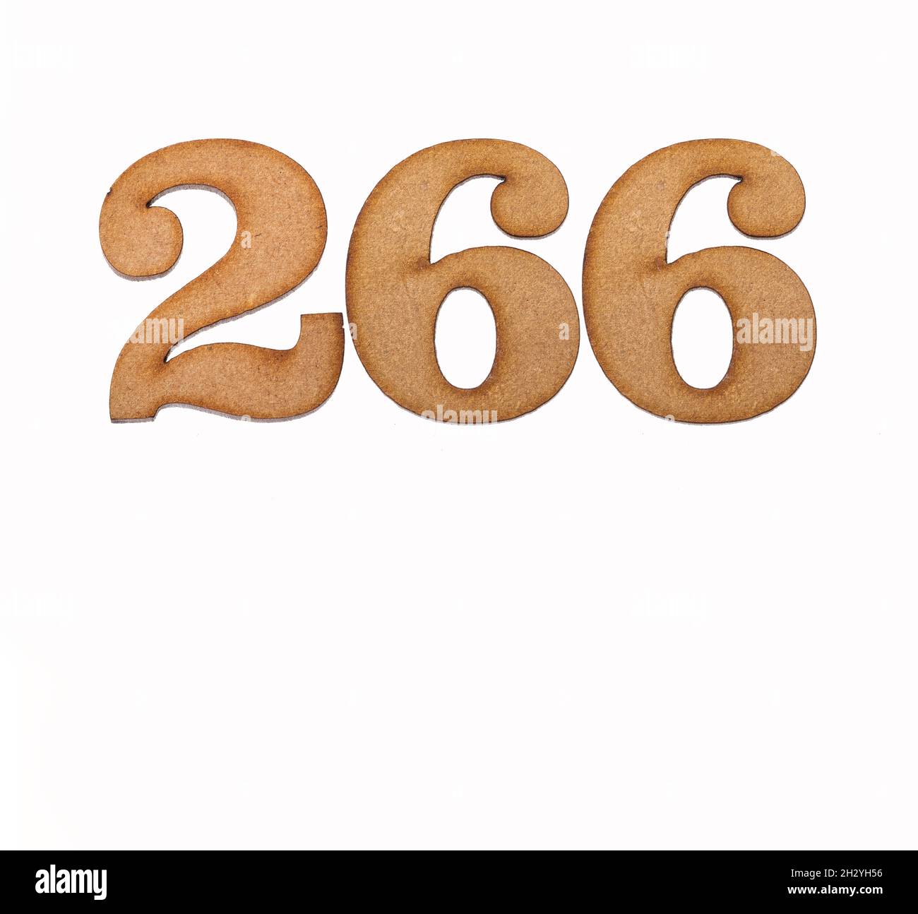 Number 266 in wood, isolated on white background Stock Photo - Alamy