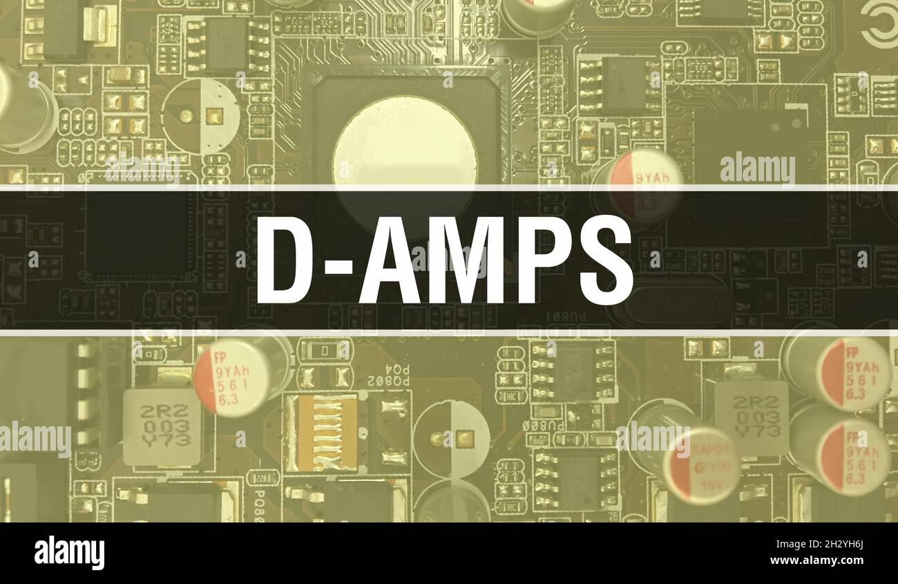 D-AMPS concept illustration using Computer Chip in Circuit Board. D ...