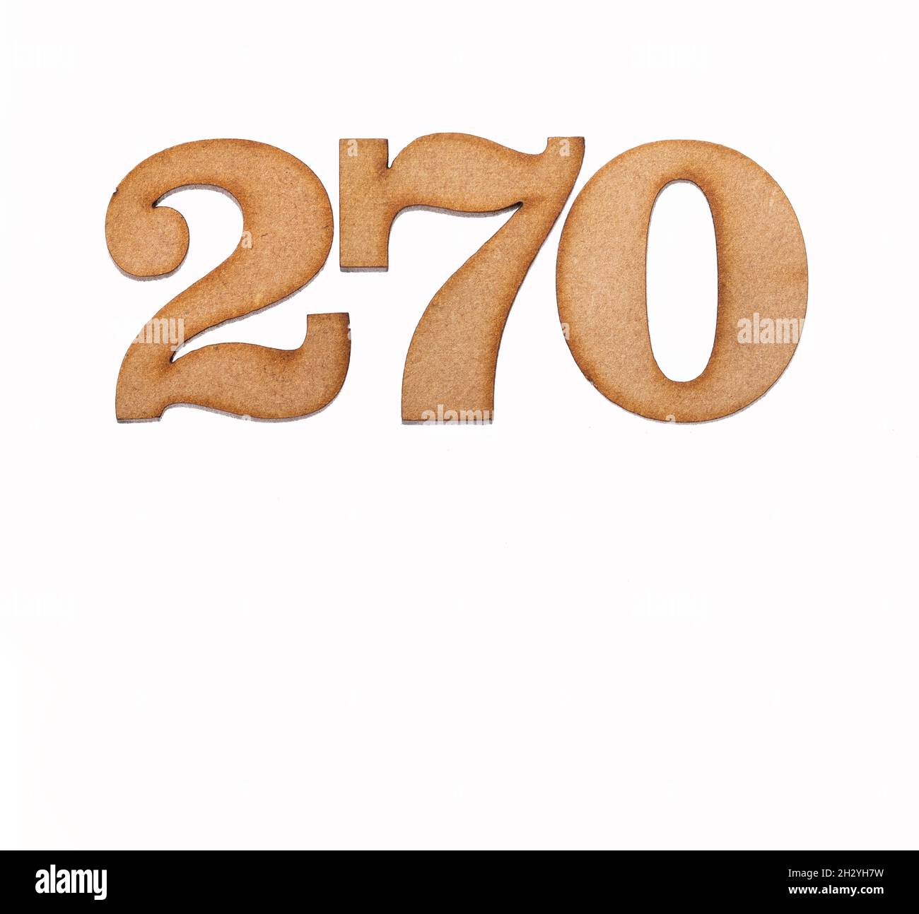 Number 270 in wood, isolated on white background Stock Photo - Alamy