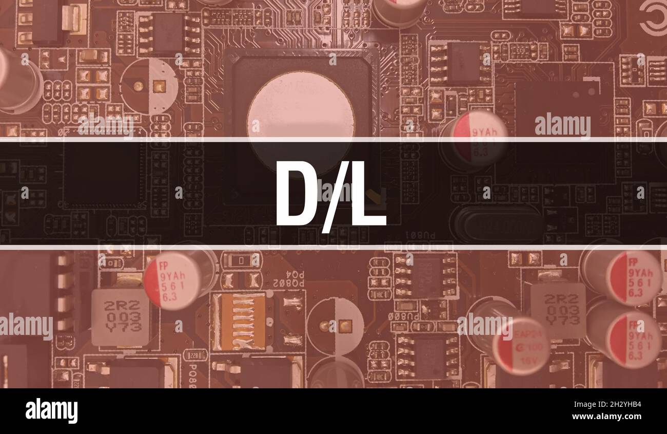 D/L concept illustration using Computer Chip in Circuit Board. D/L ...
