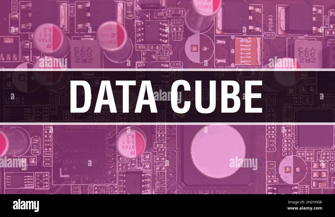 Data Cube with Technology Motherboard Digital. Data Cube and Computer ...