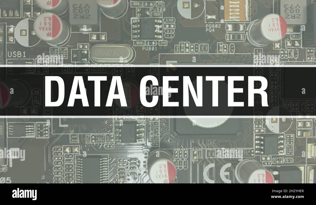 Data Center concept with Electronic Integrated Circuit on circuit board ...