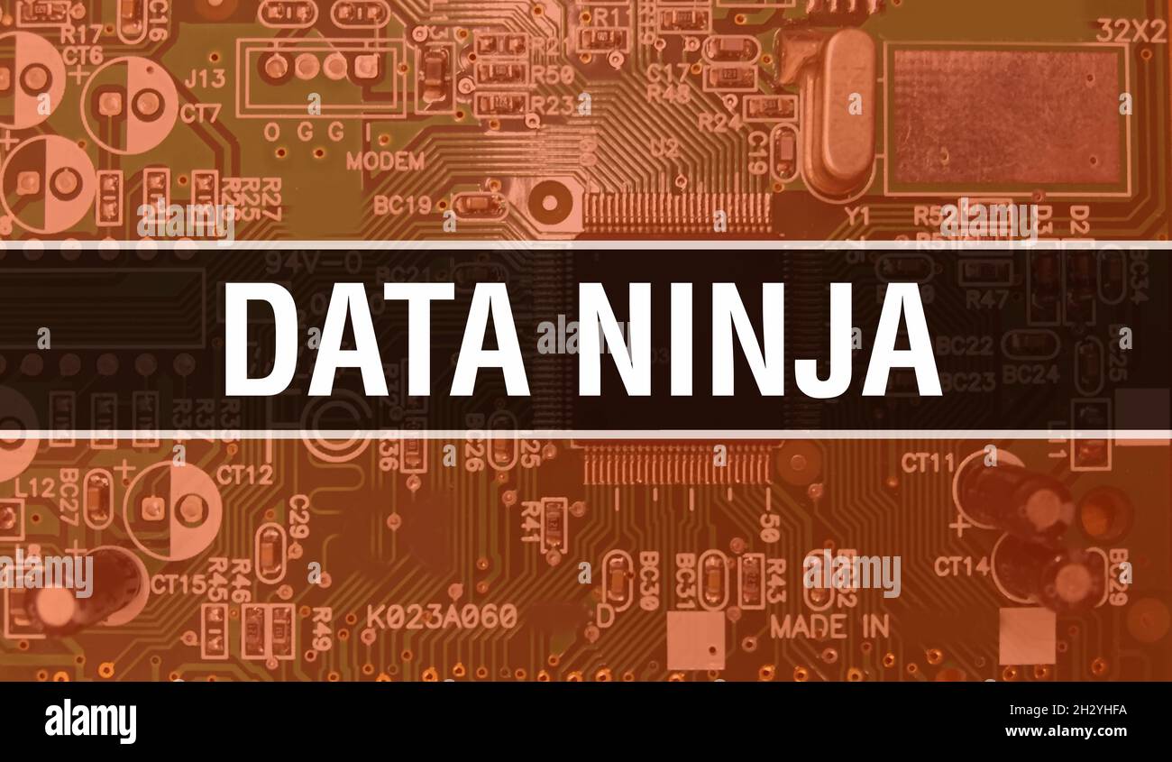 Data Ninja concept with Computer motherboard. Data Ninja text written ...
