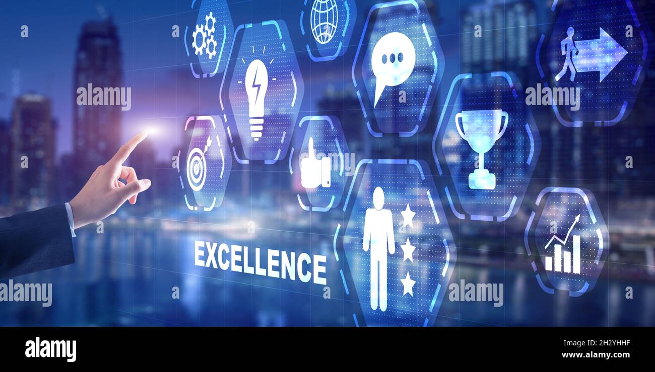 Achieve Business Excellence as concept. Technology Abstract Background ...