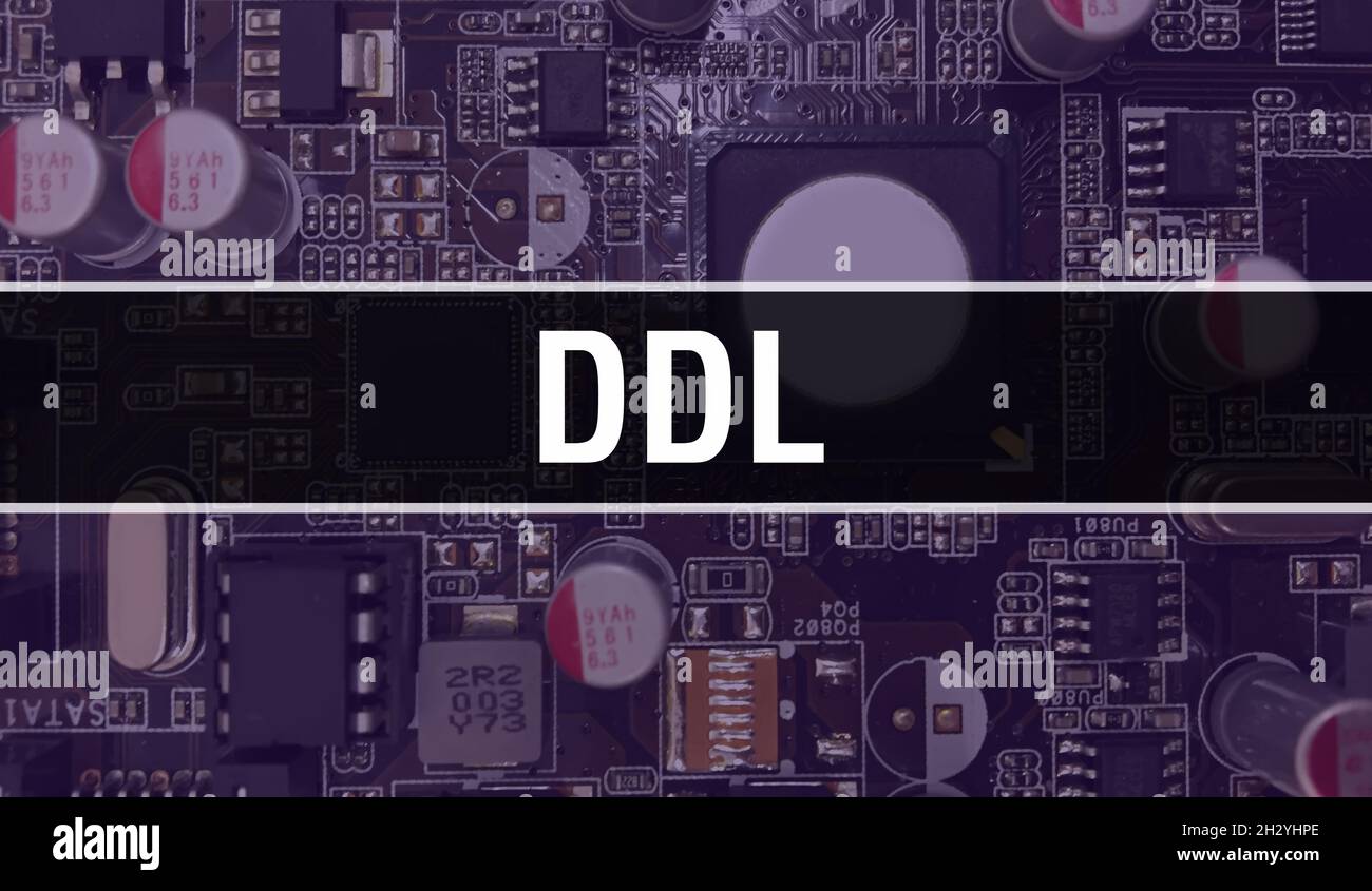 DDL text written on Circuit Board Electronic abstract technology ...