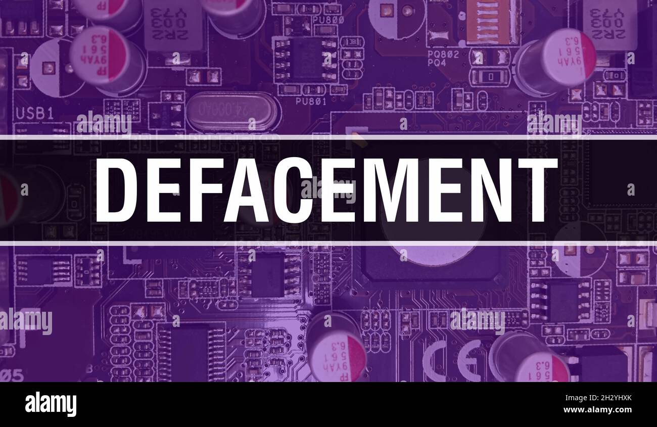 Defacement concept with Electronic Integrated Circuit on circuit board ...
