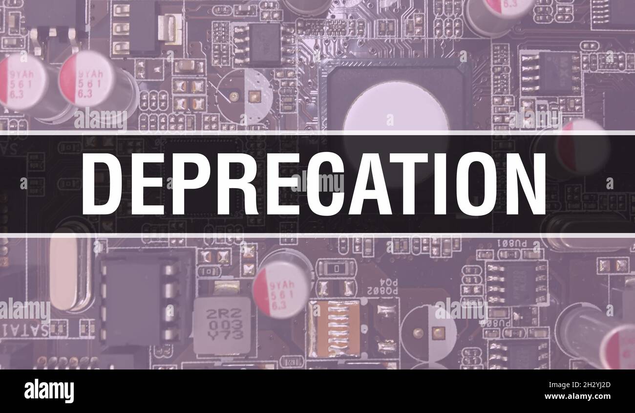 Deprecation text written on Circuit Board Electronic abstract ...