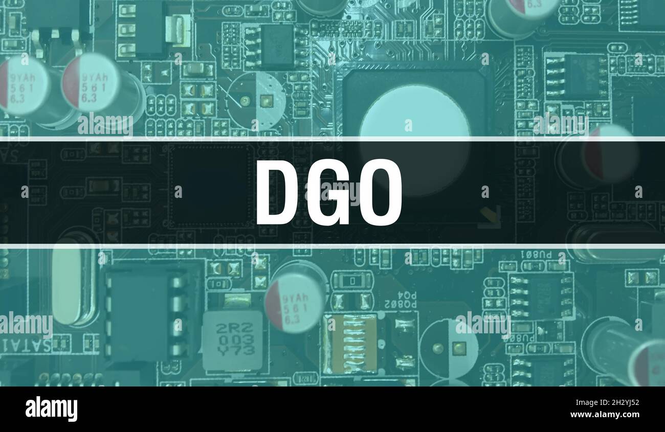 DGO concept with Computer motherboard. DGO text written on Technology ...