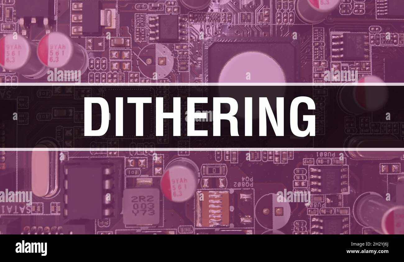 Dithering Text Written On Circuit Board Electronic Abstract Technology