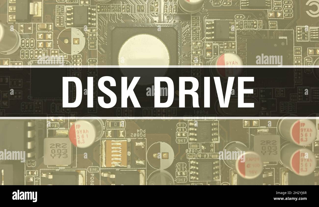 Disk Drive concept illustration using Computer Chip in Circuit Board ...