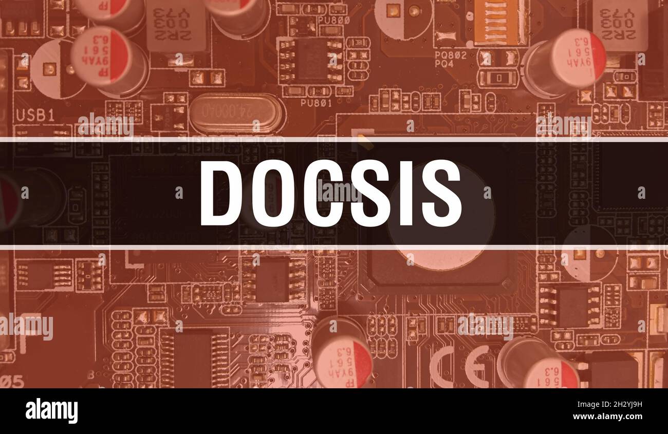 DOCSIS concept with Electronic Integrated Circuit on circuit board ...