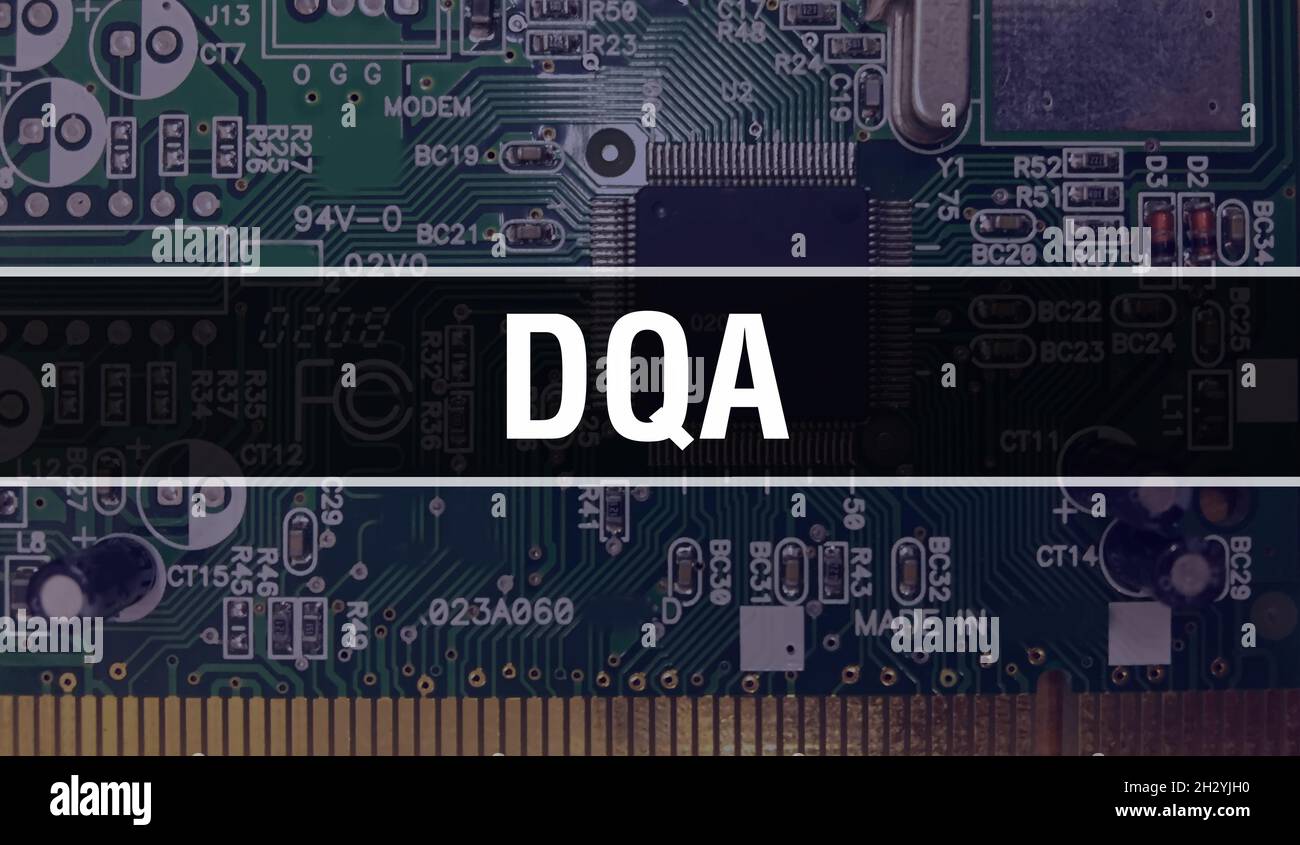 Dqa Text Written On Circuit Board Electronic Abstract Technology Background Of Software
