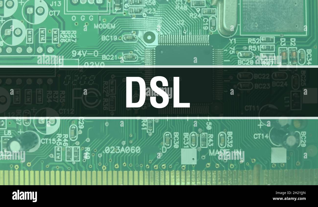 DSL text written on Circuit Board Electronic abstract technology ...