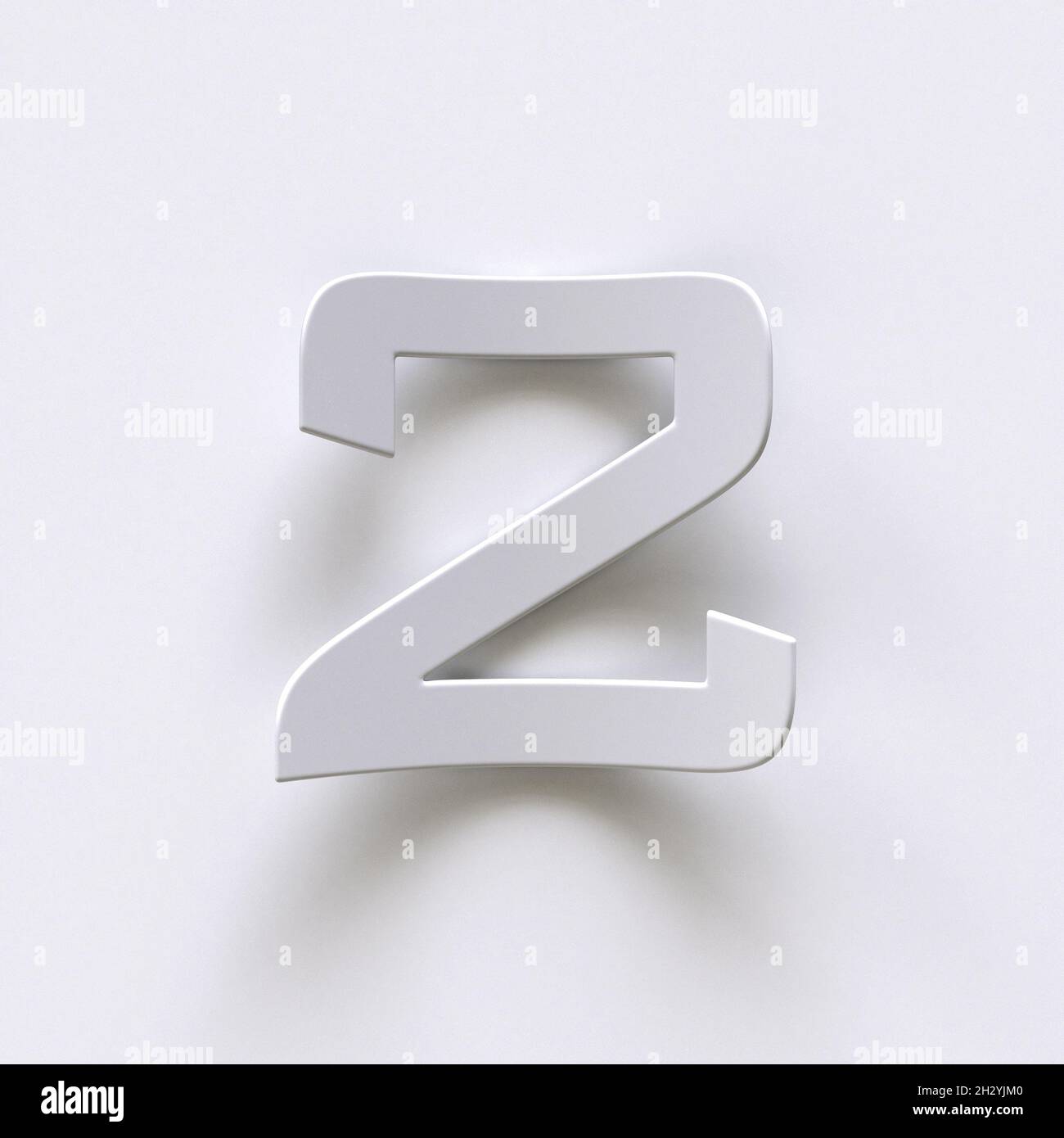 Bent paper font with long shadows Number 2 TWO 3D render illustration ...