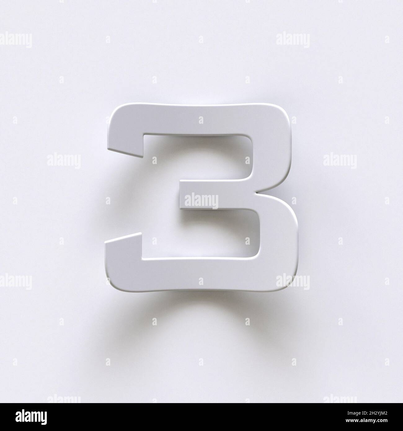 Bent paper font with long shadows Number 3 THREE 3D render illustration ...
