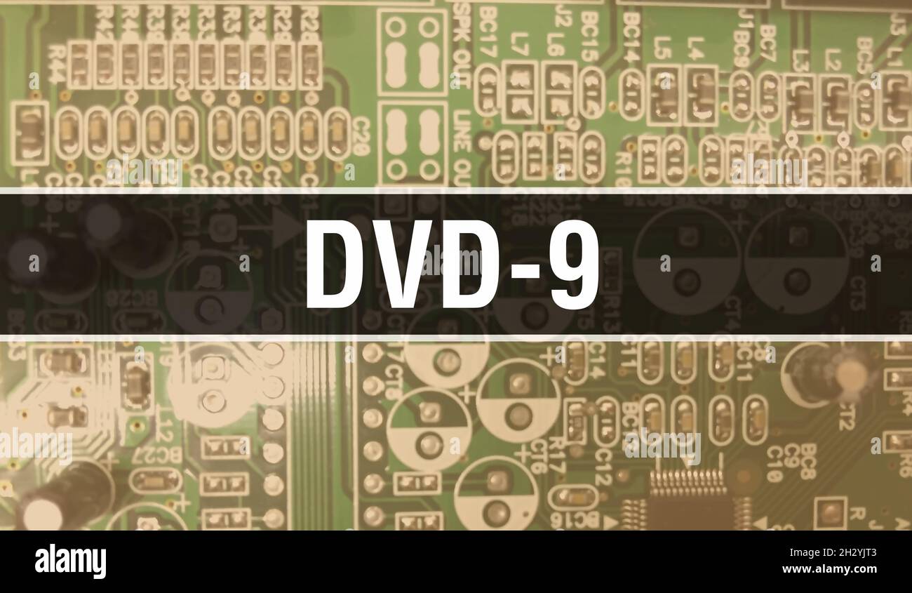 DVD-9 concept illustration using Computer Chip in Circuit Board. DVD-9 ...