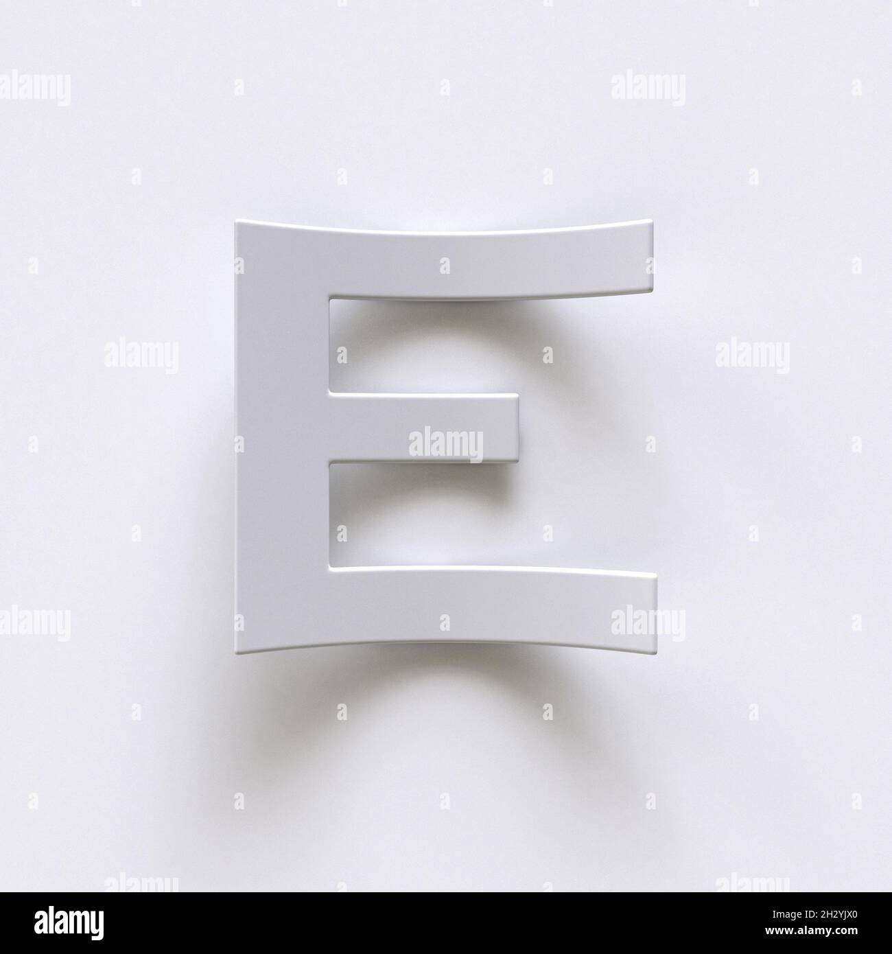 Bent paper font with long shadows Letter E 3D render illustration ...