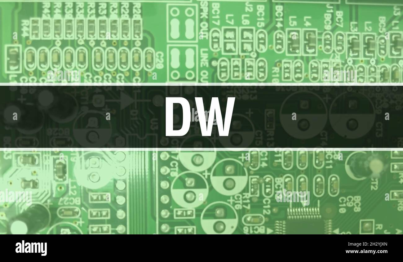 Dw Concept Illustration Using Computer Chip In Circuit Board Dw Close Up Of Integrated Circuits