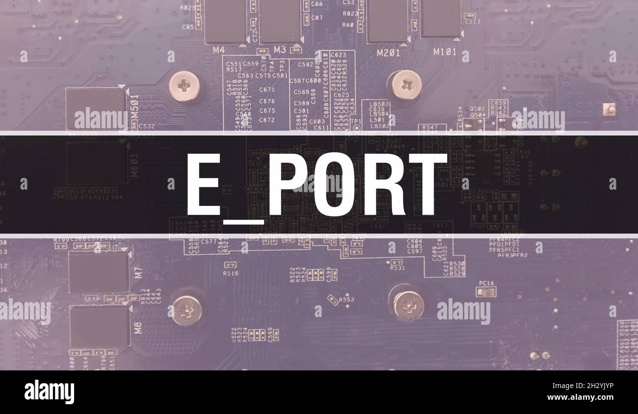 E Port concept with Electronic Integrated Circuit on circuit board. E ...