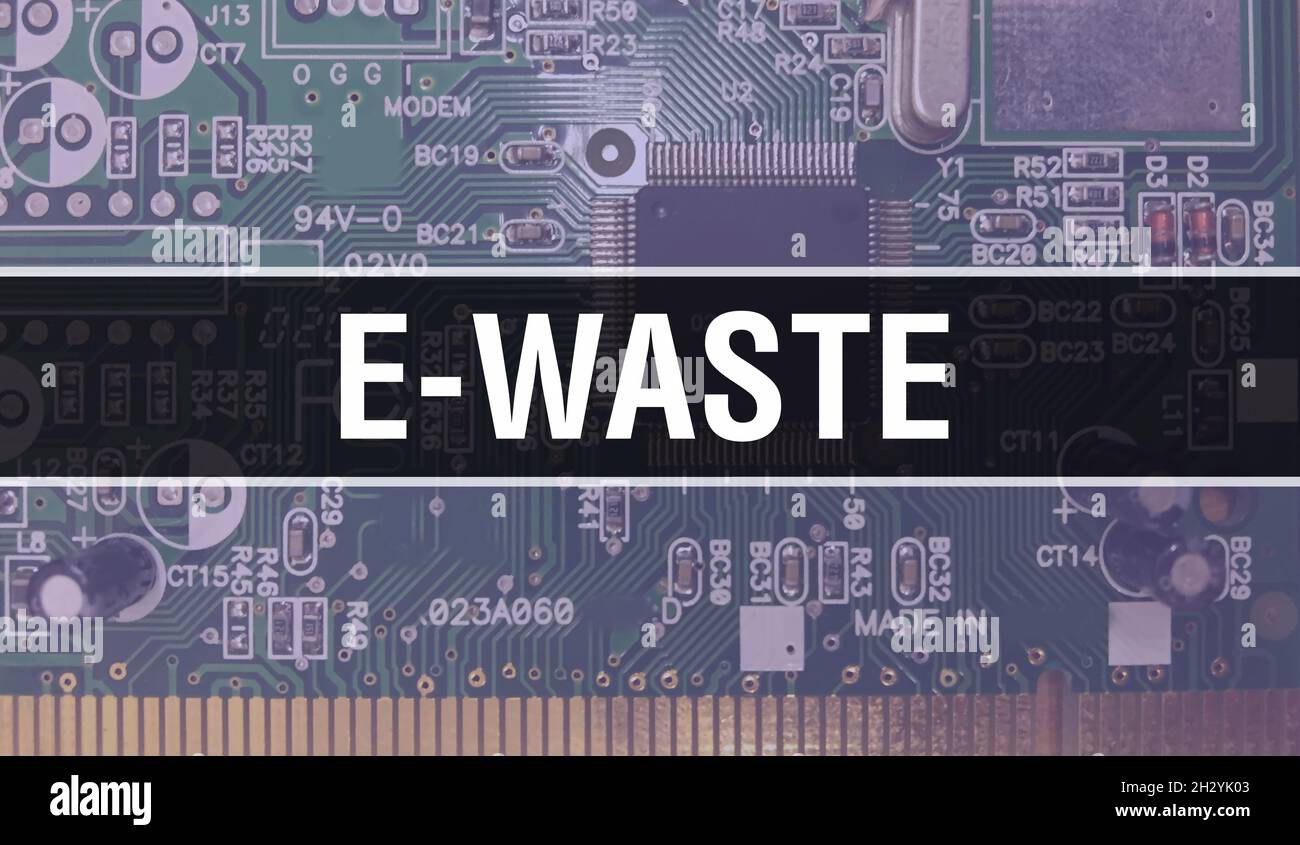 E-Waste with Electronic Computer Hardware technology background ...