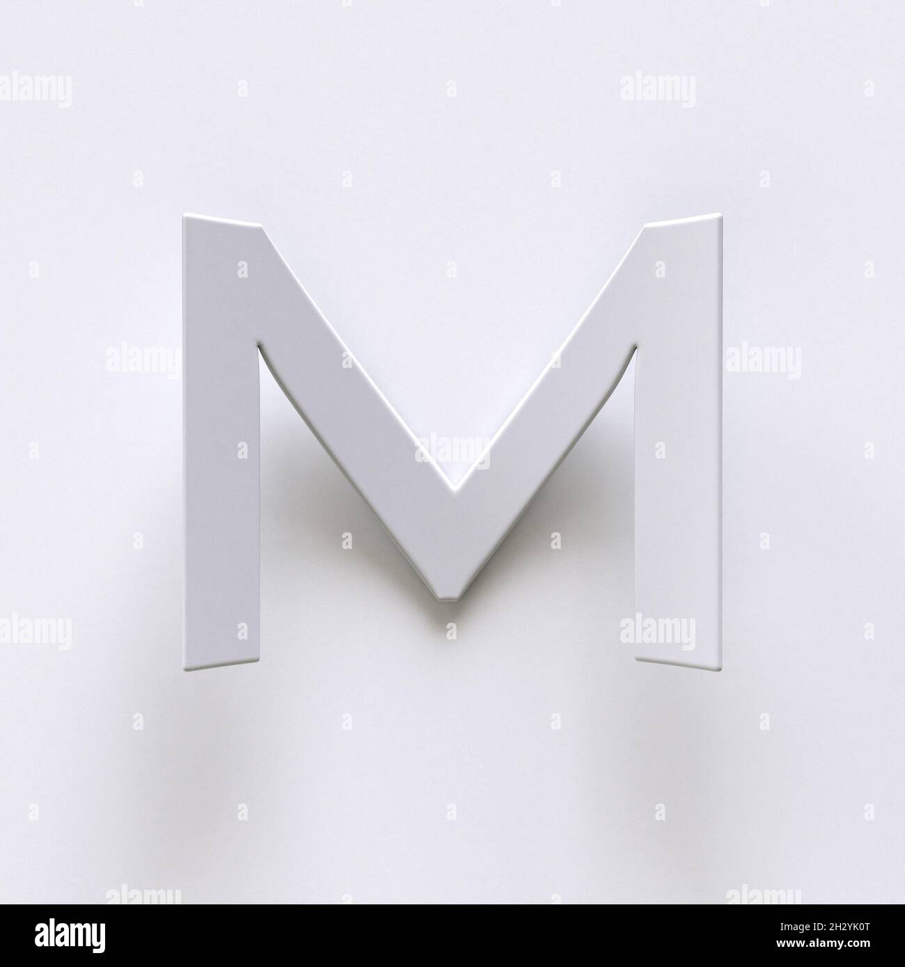 Bent paper font with long shadows Letter M 3D render illustration ...