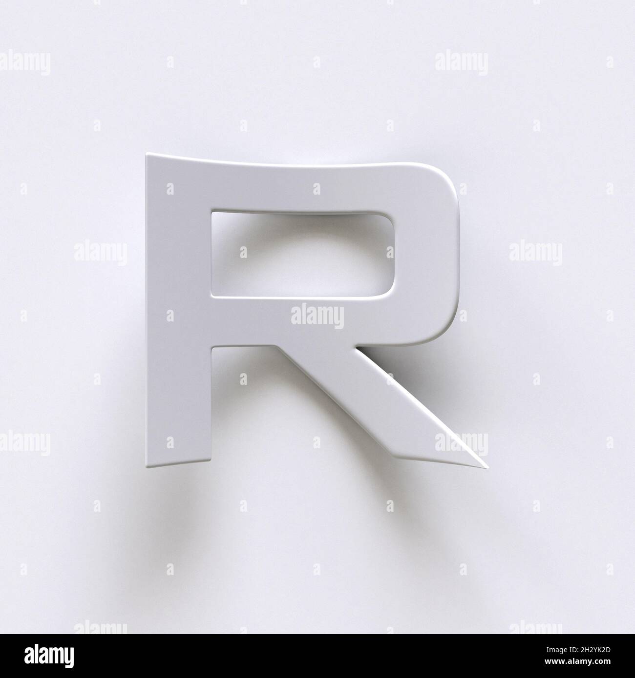 Bent paper font with long shadows Letter R 3D render illustration ...