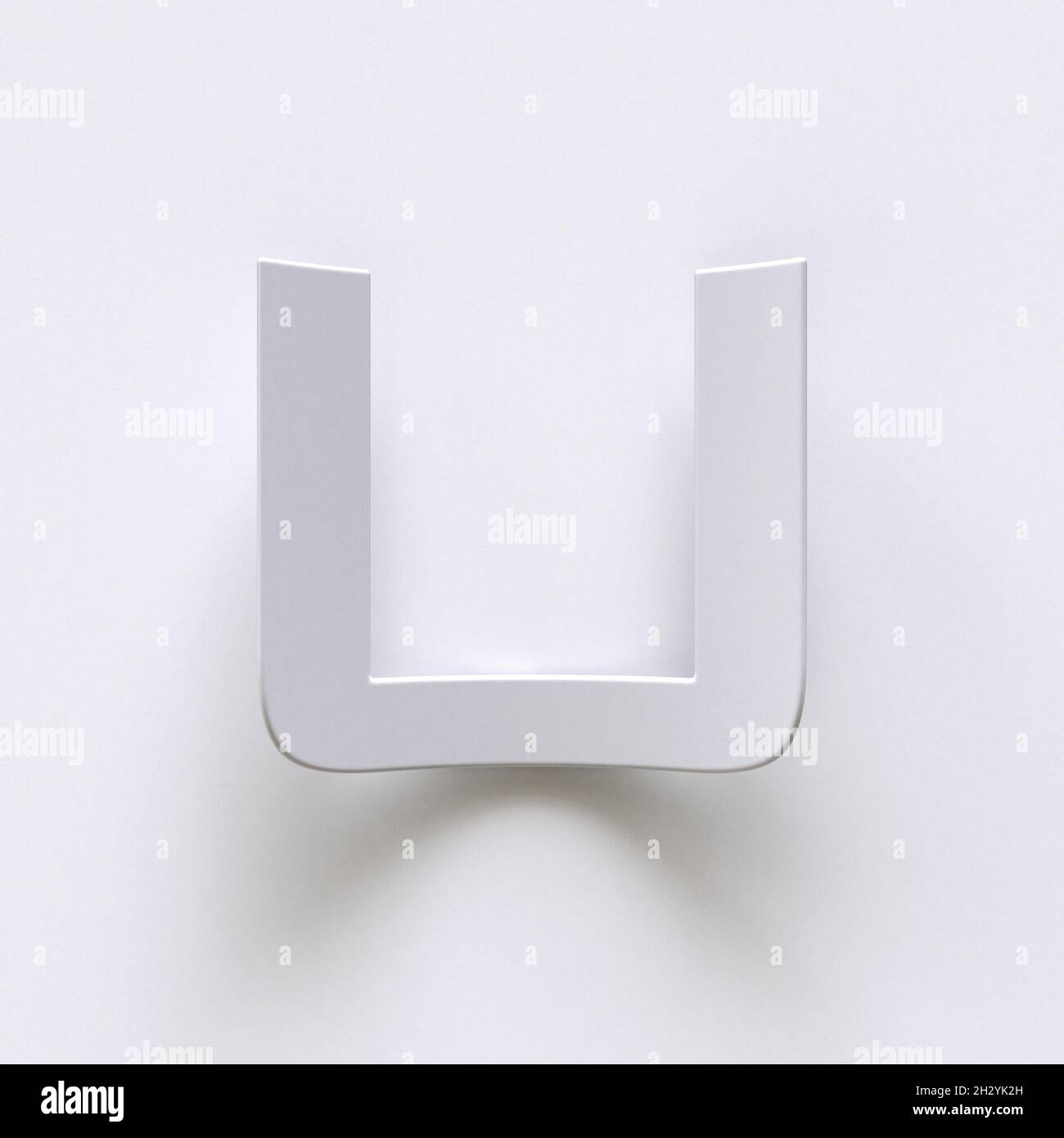 Bent paper font with long shadows Letter U 3D render illustration ...