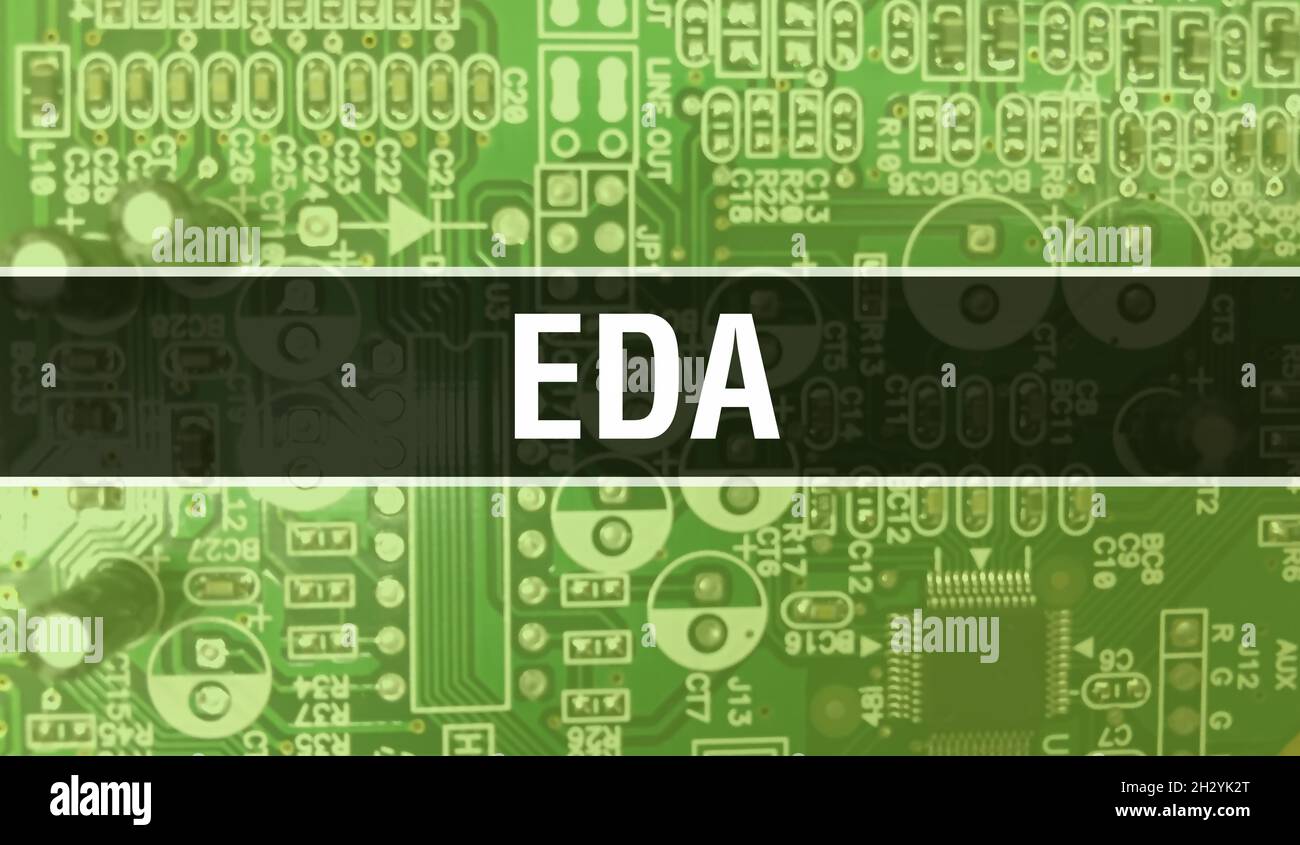 EDA concept with Computer motherboard. EDA text written on Technology ...