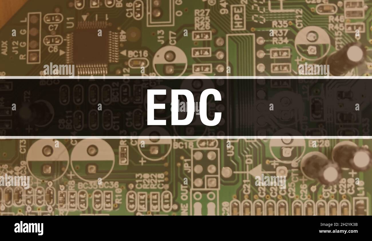 Edc Text Written On Circuit Board Electronic Abstract Technology