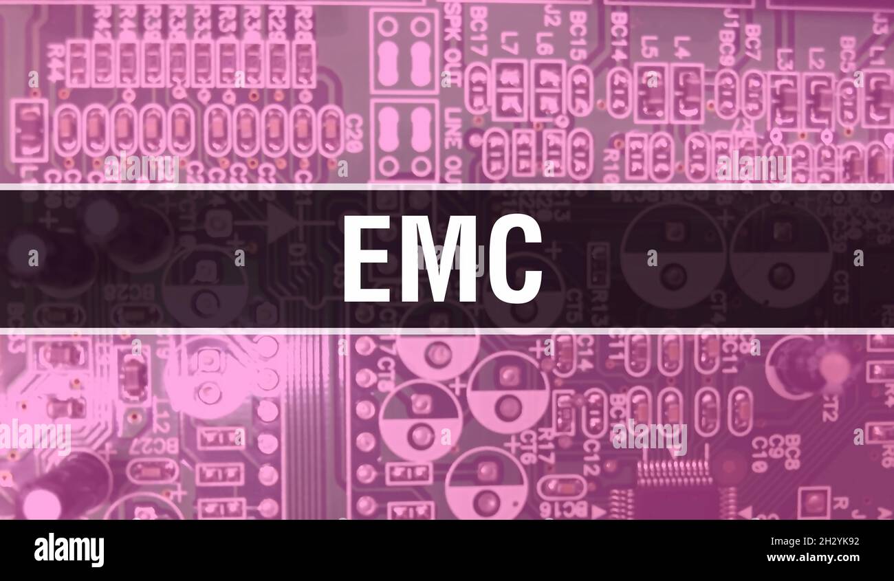 EMC concept illustration using Computer Chip in Circuit Board. EMC ...