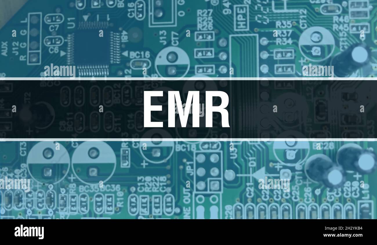 EMR text written on Circuit Board Electronic abstract technology ...