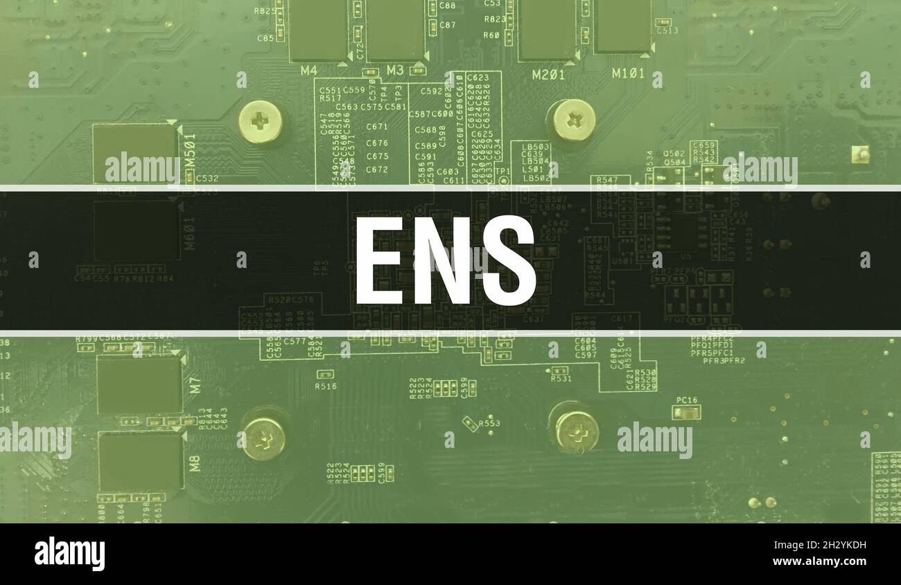 ENS concept with Electronic Integrated Circuit on circuit board. ENS ...