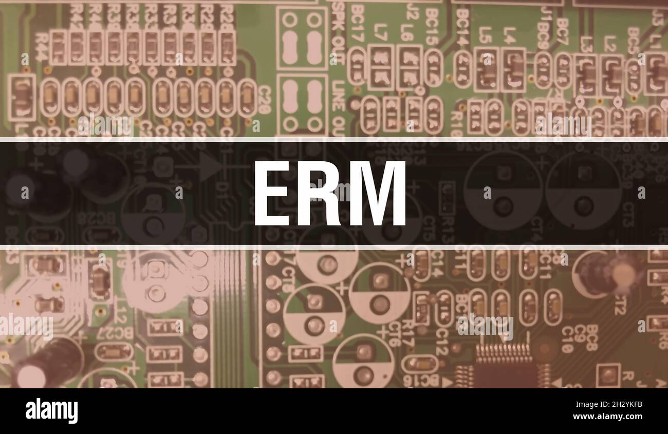 ERM concept illustration using Computer Chip in Circuit Board. ERM ...