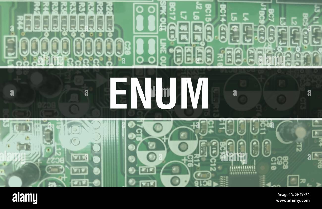 Enum concept illustration using Computer Chip in Circuit Board. Enum ...