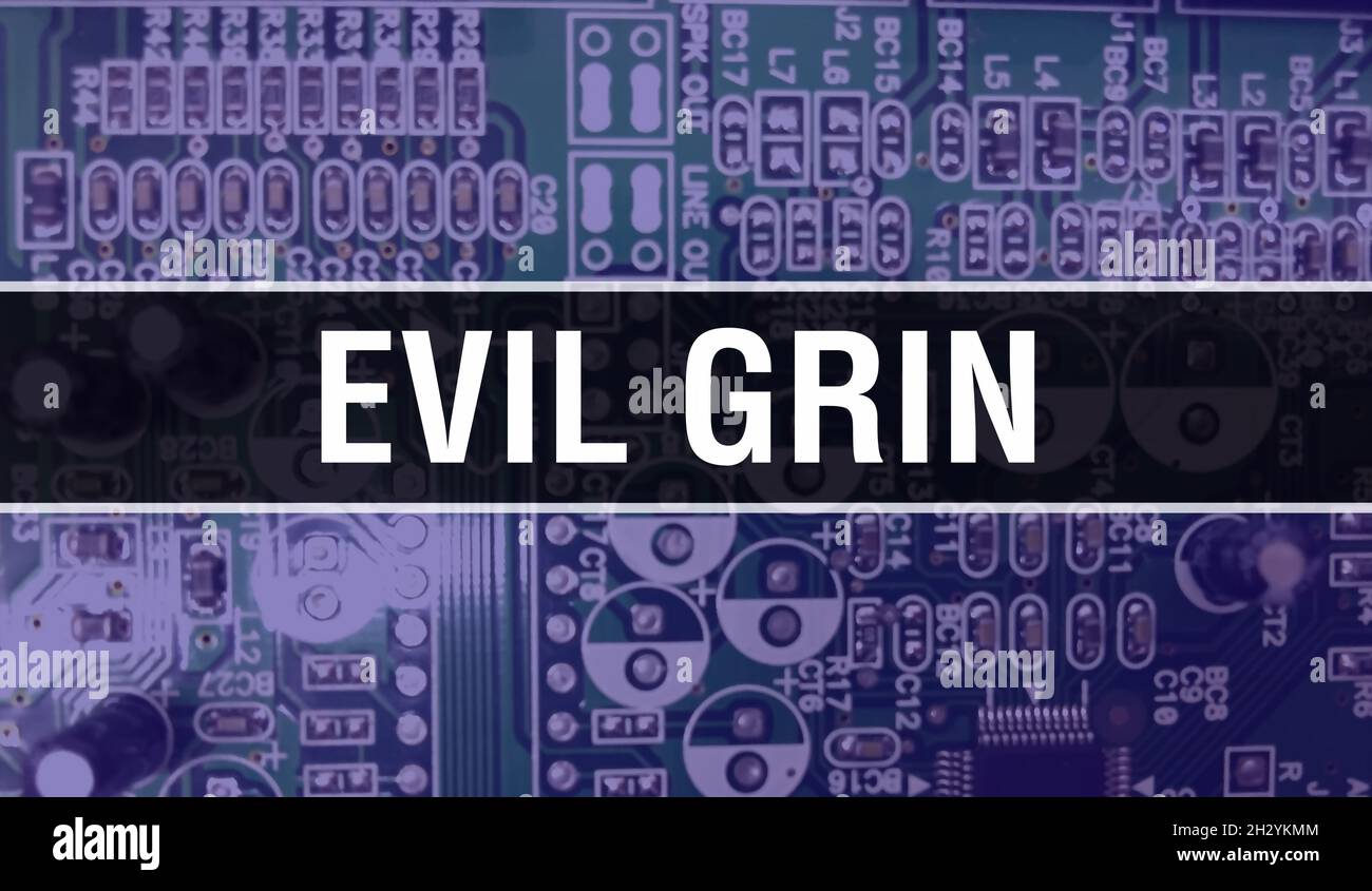 Evil Grin concept illustration using Computer Chip in Circuit Board ... Evil Grin concept illustration using Computer Chip in Circuit Board ...