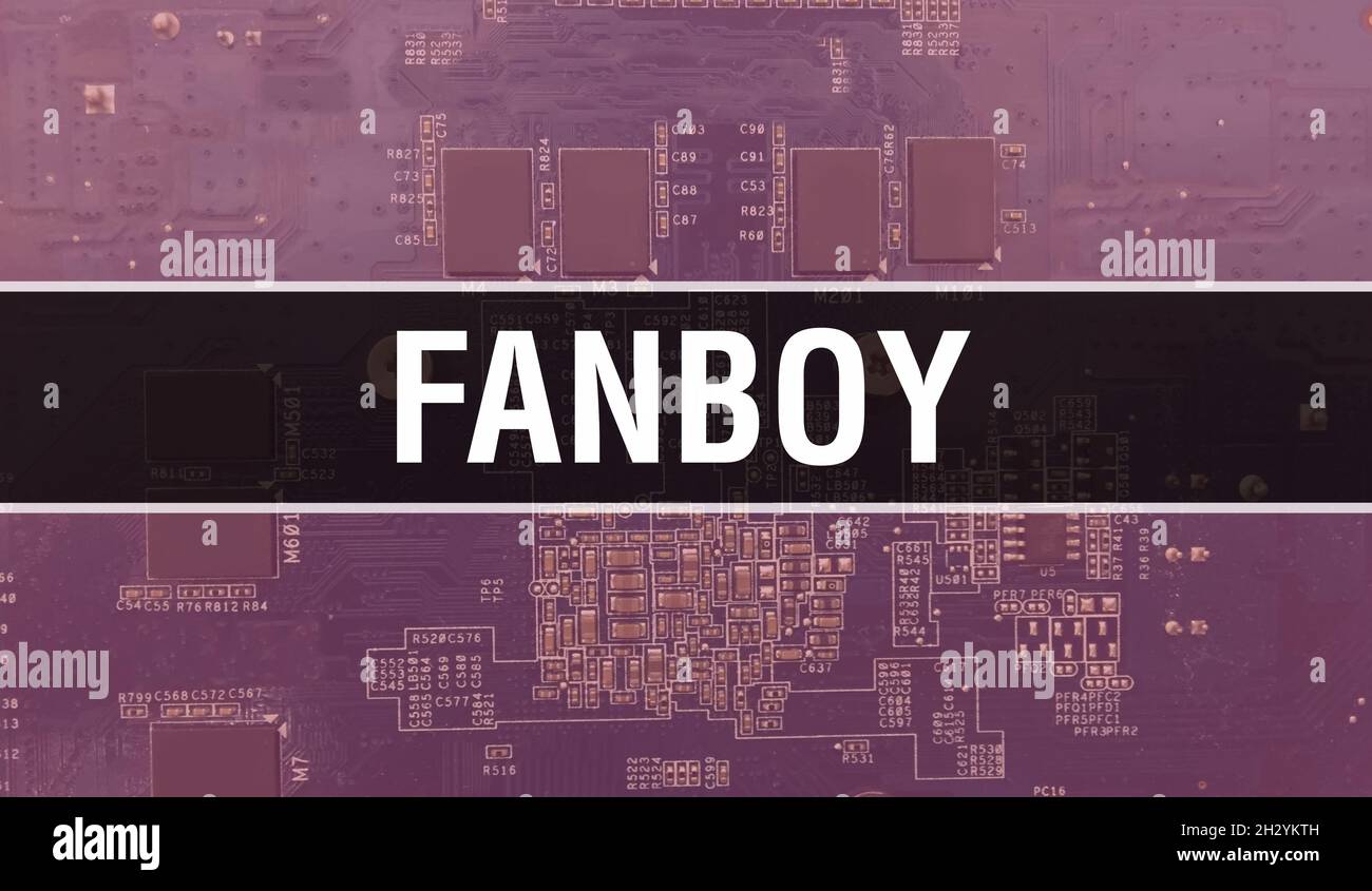 Fanboy with Technology Motherboard Digital. Fanboy and Computer Circuit ...