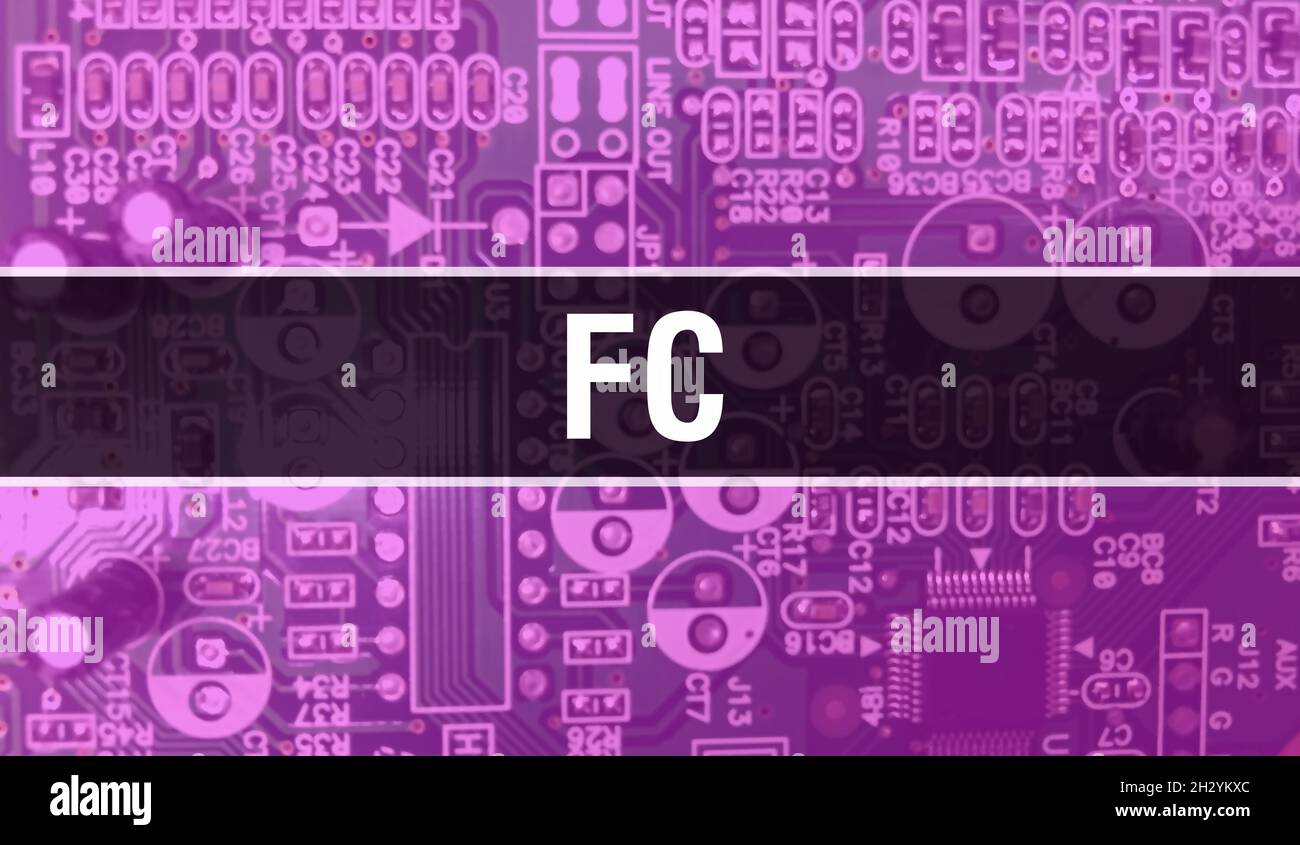 FC concept with Computer motherboard. FC text written on Technology ...