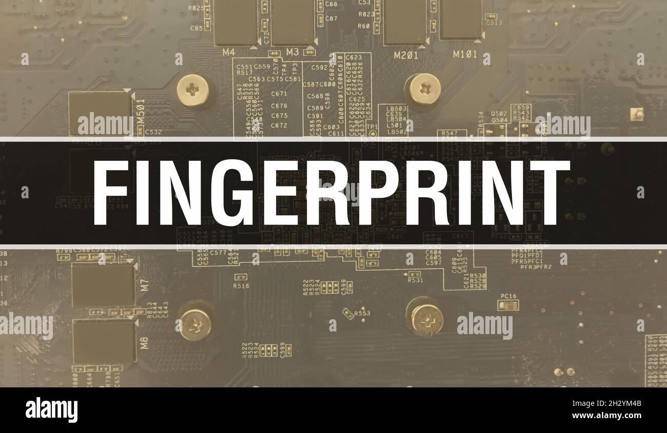 Fingerprint concept with Electronic Integrated Circuit on circuit board ...