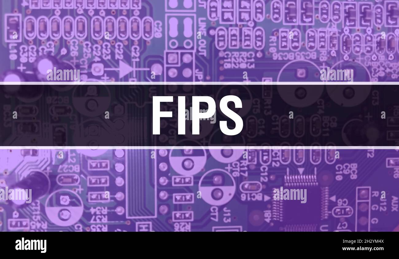 FIPS concept with Computer motherboard. FIPS text written on Technology ...