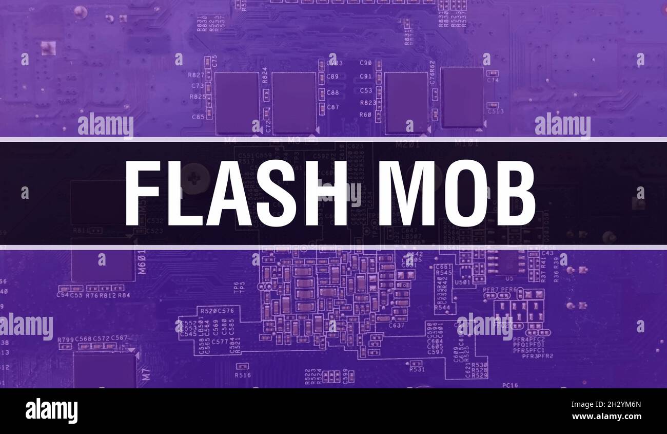 Flash Mob with Technology Motherboard Digital. Flash Mob and Computer ...