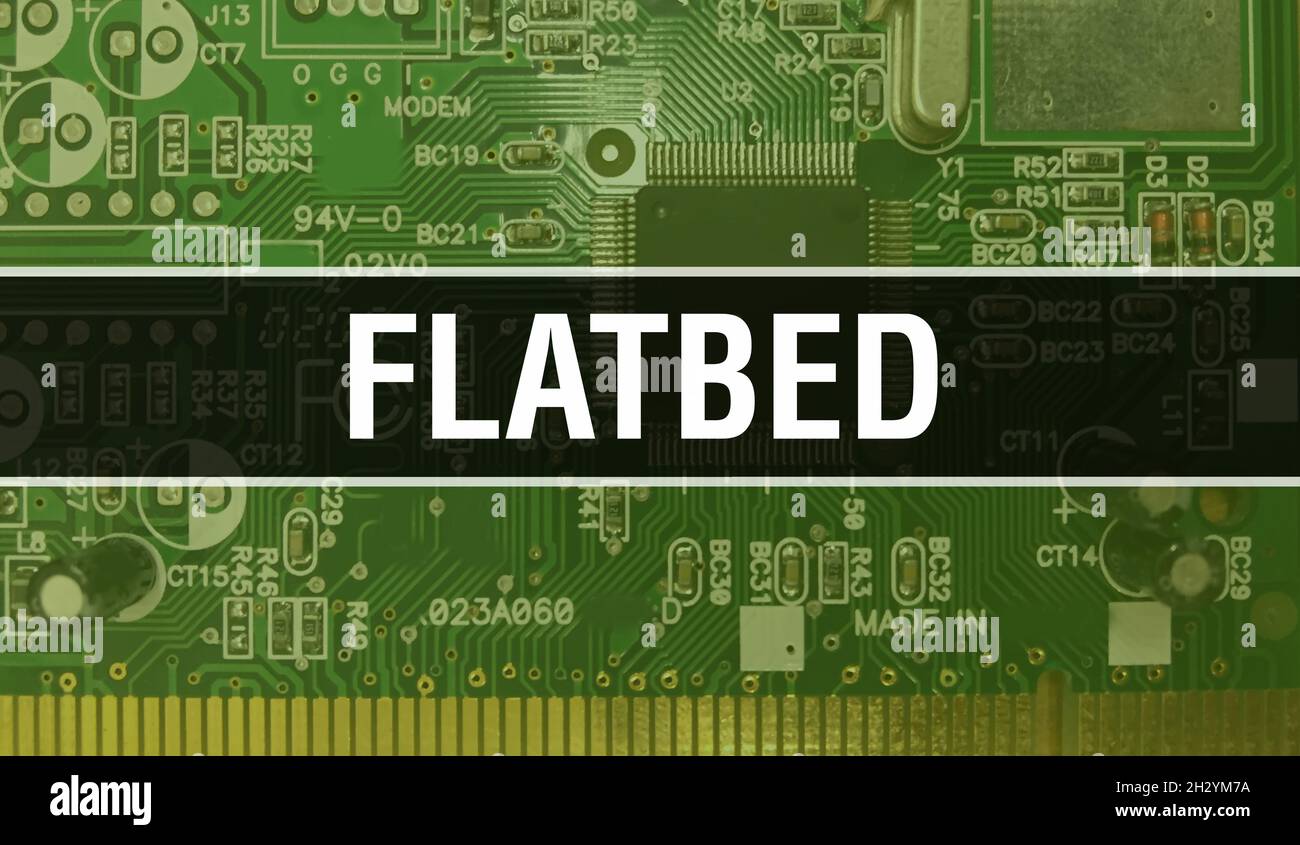 Flatbed with Electronic Computer Hardware technology background ...