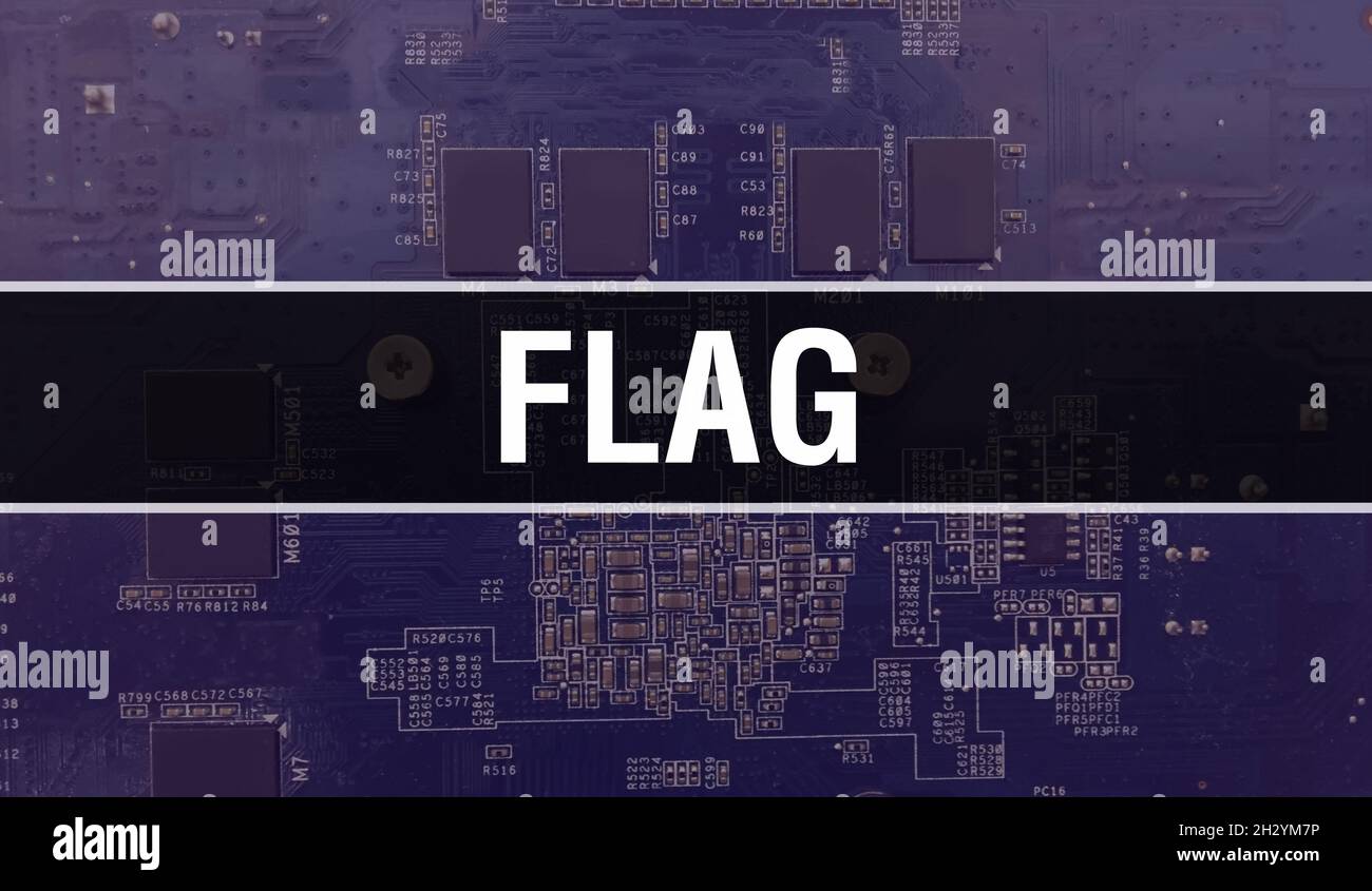 Flag with Technology Motherboard Digital. Flag and Computer Circuit ...